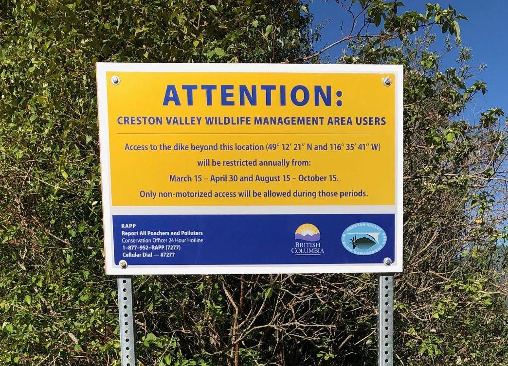 Motorized Vehicle Closure of South Dike at Duck Lake - Creston Valley